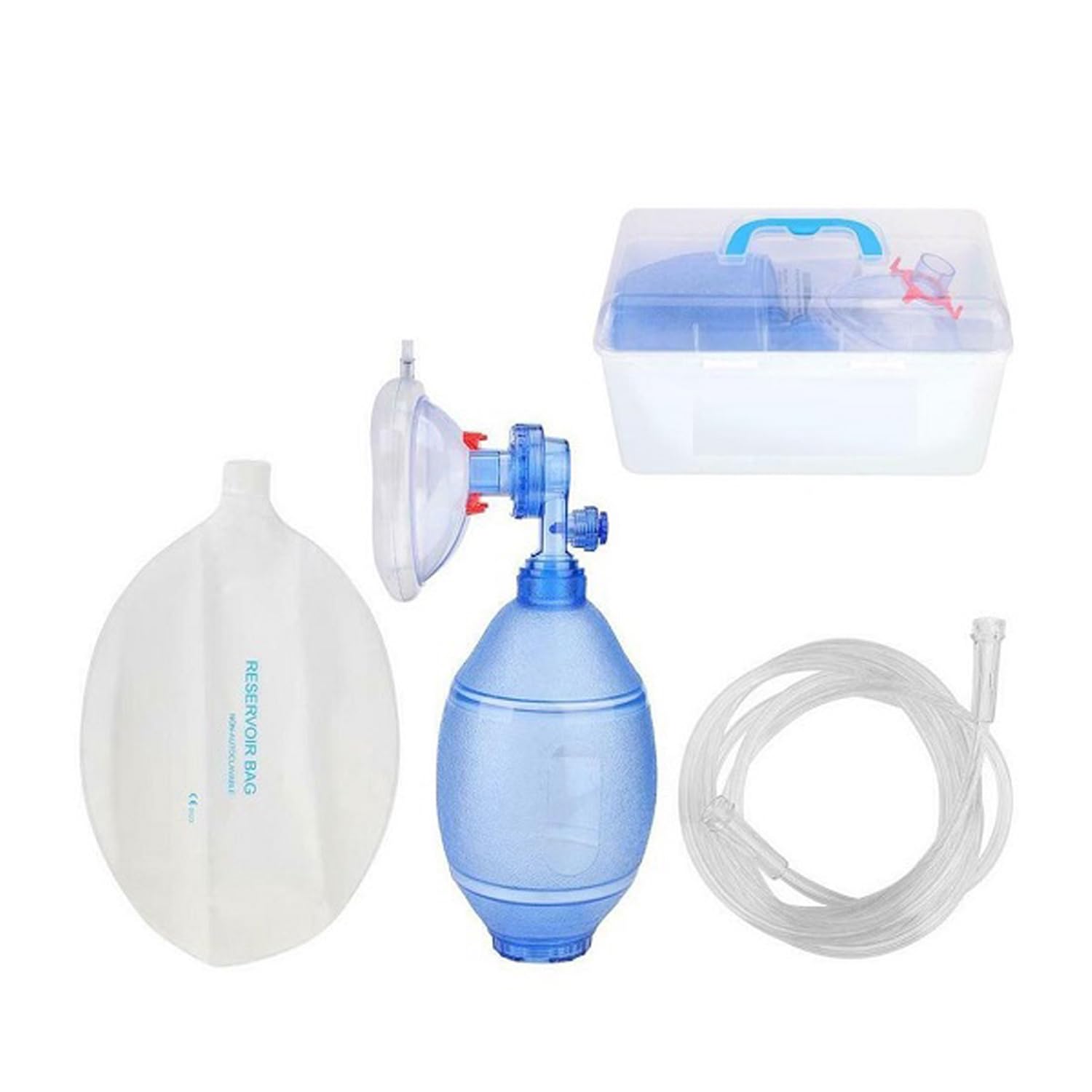 All-in-1 Adult Manual Bag Kit - Ambu Bag with One-Way Valve and Adapte