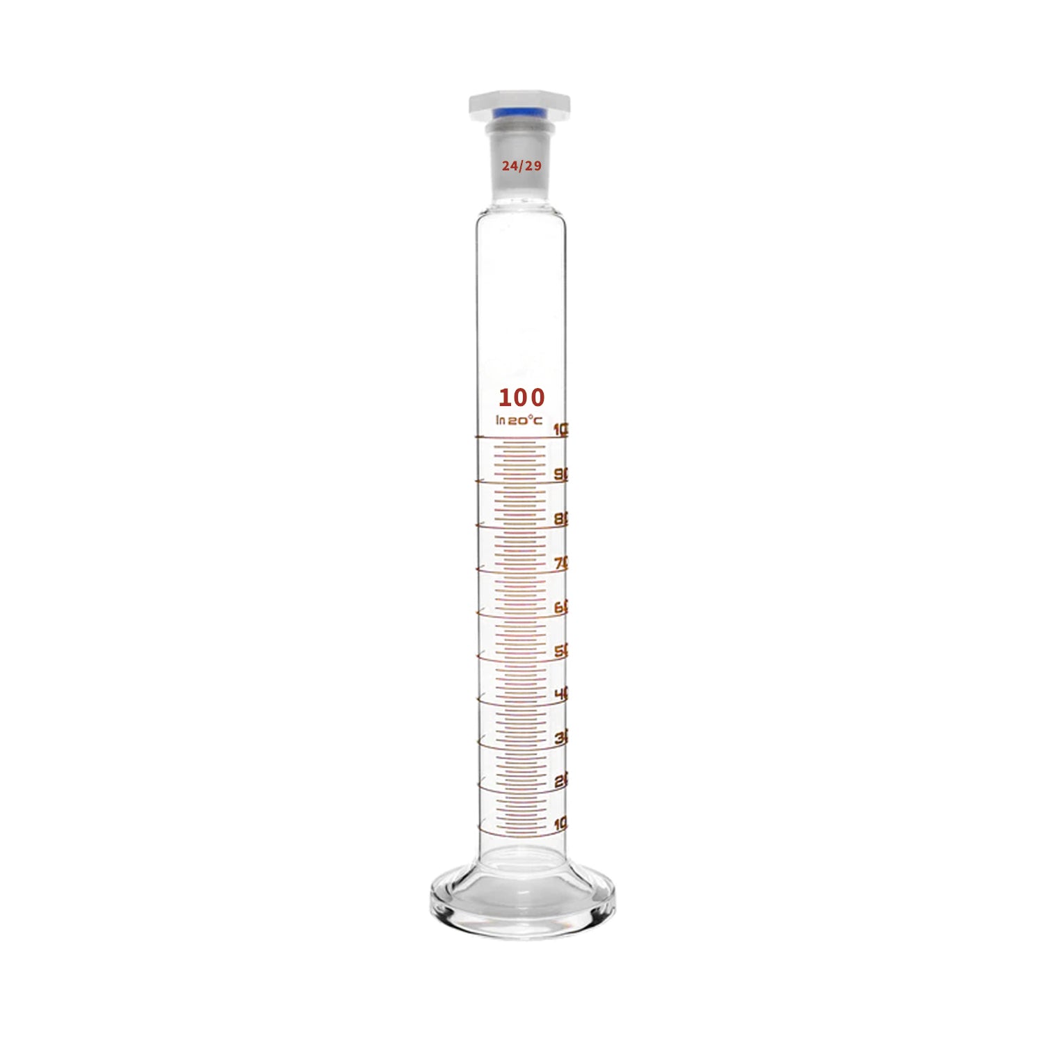 Measuring Cylinder, 100ml | Borosilicate Glass | Stopper | Round Base