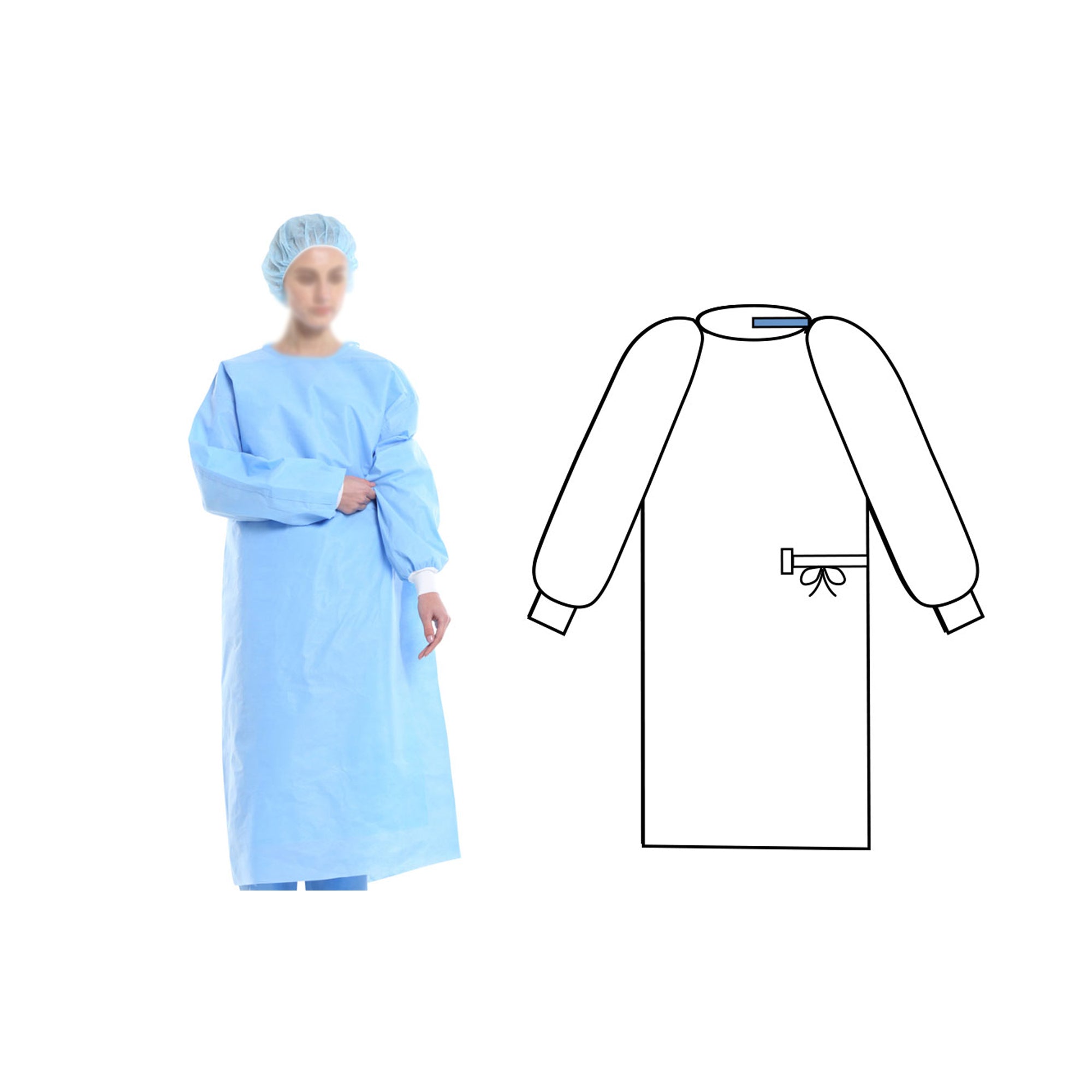 Surgical Gown with Cuff | Non-Woven Hydrophobic SMS Material | Elastic ...