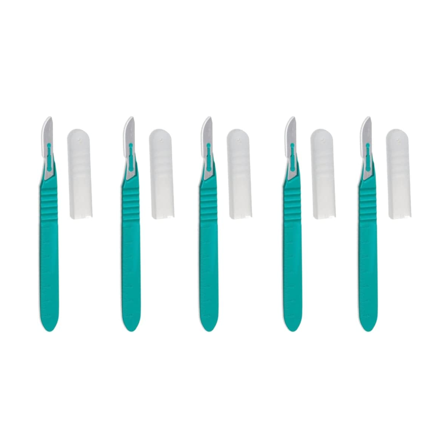 Set of 5 Heavy Duty Disposable Scalpel Plastic Handle Carbon Steel Bla