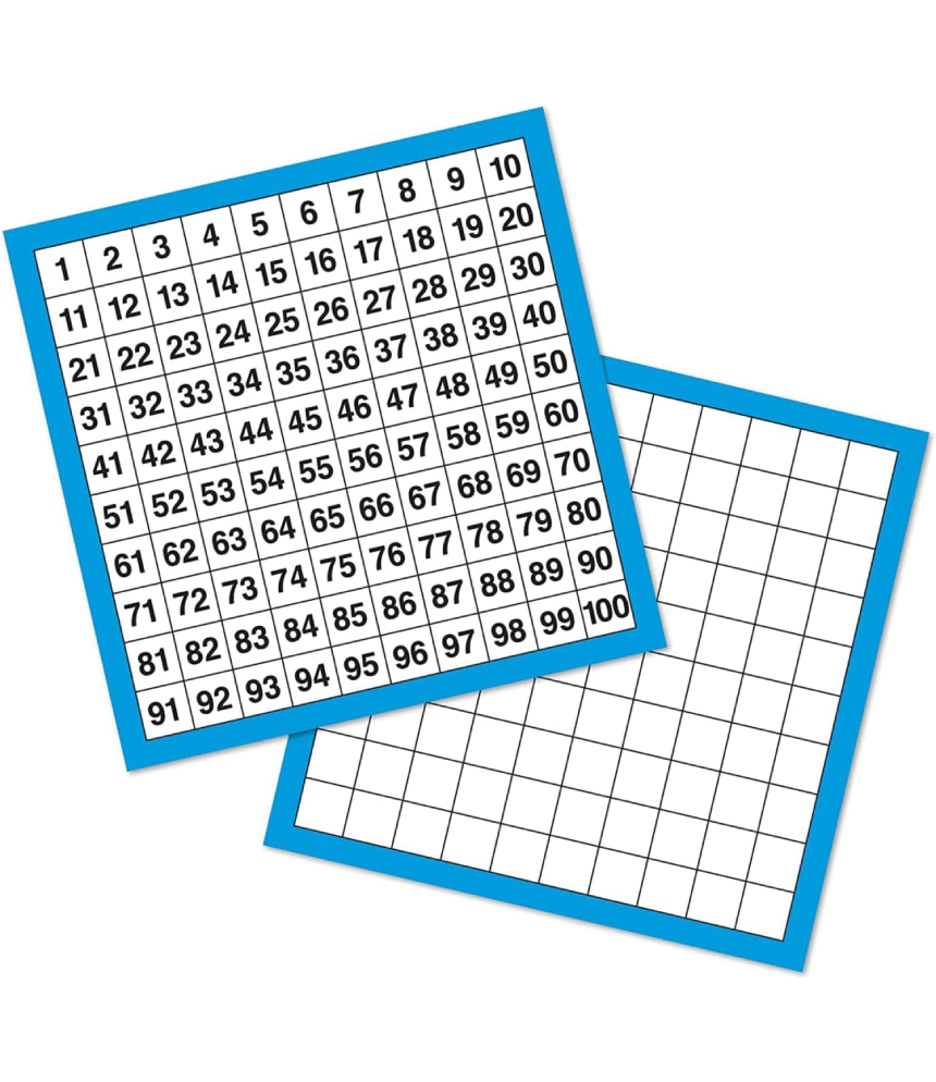 Set of 10 Laminated Hundred Boards