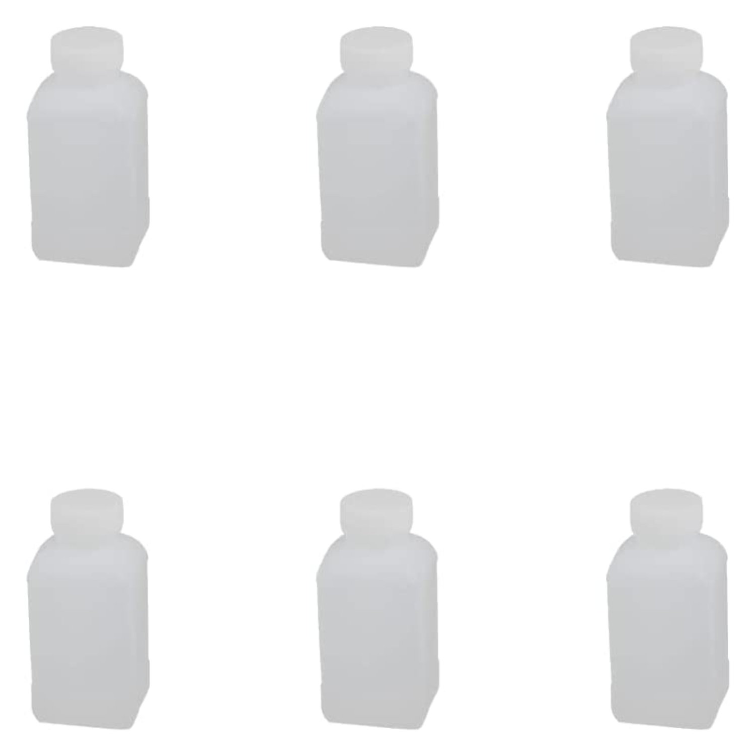Pack of 6 HDPE 250ml Heavy Duty Wide Neck Reagent Square Bottle